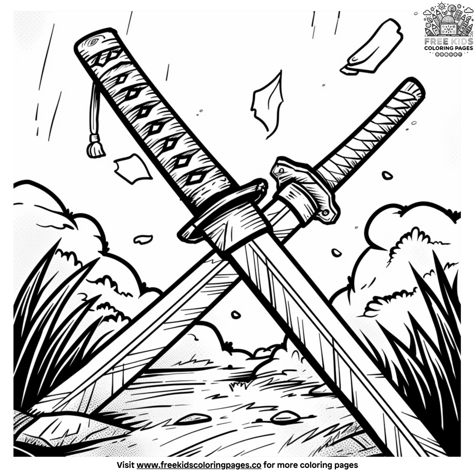 Free Katana Ninja Sword Coloring Pages For Kids