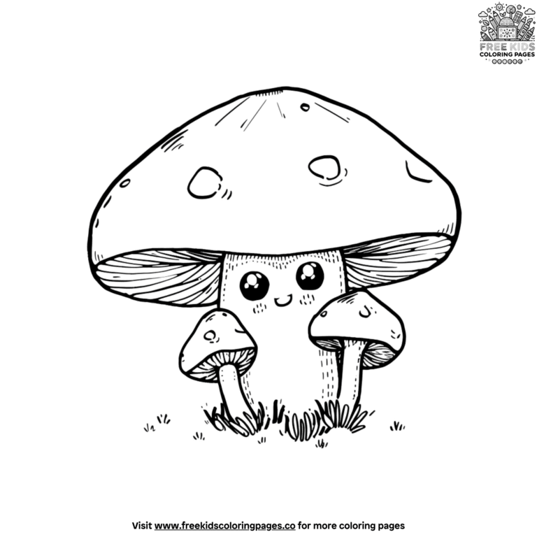 Delightful Cute Mushroom Coloring Pages