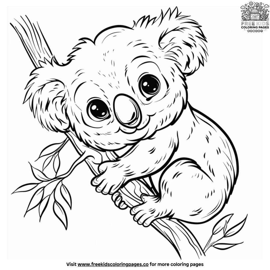 Adorable Baby Koala Coloring Pages For Kids