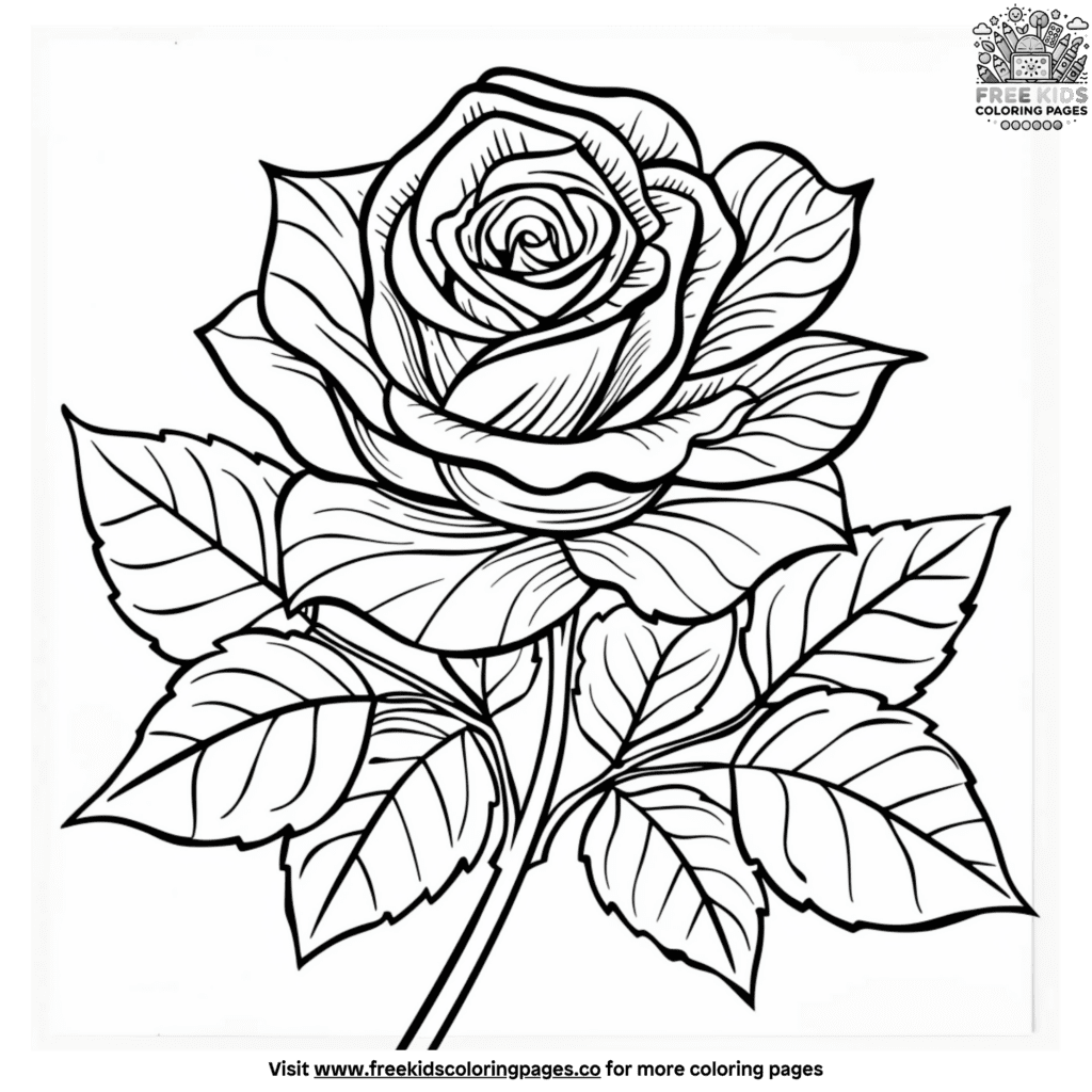 Cute Rose Flower Coloring Pages