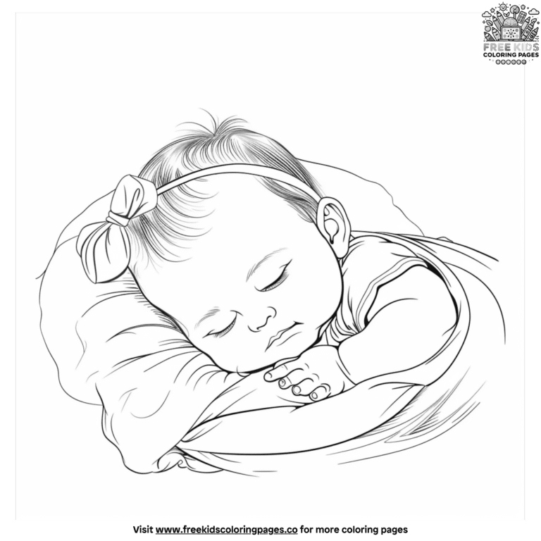 Lovely Newborn Baby Sleeping Coloring Pages
