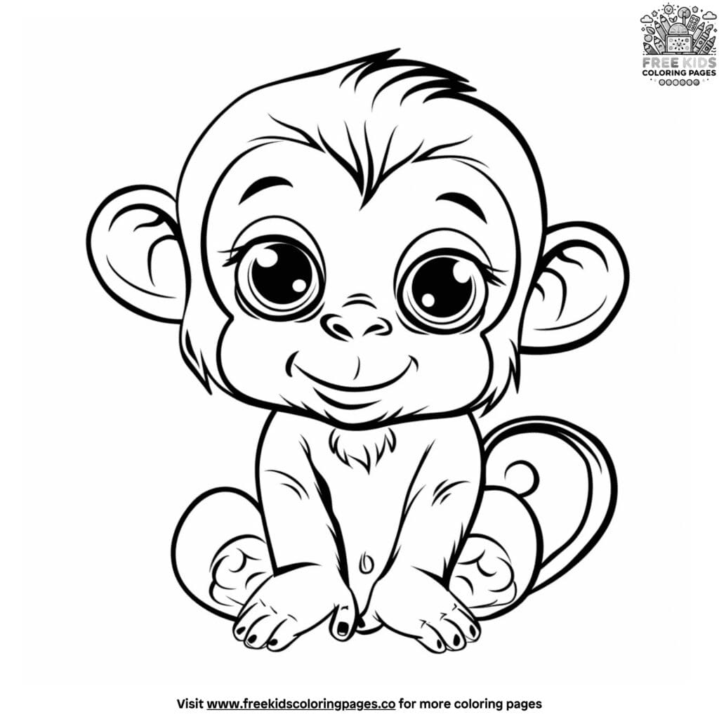 Charming Cute Baby Monkey Coloring Pages