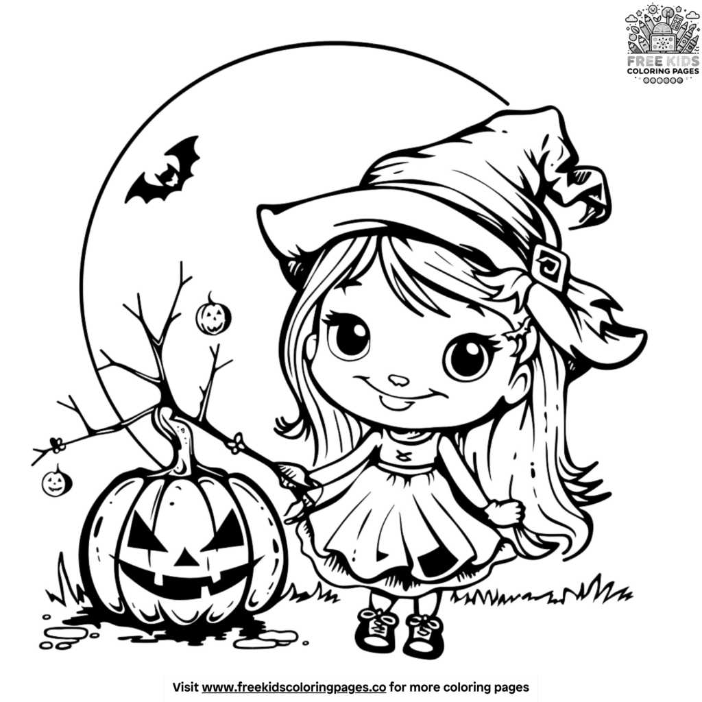 Charming Halloween Girl Coloring Pages Charming Halloween Girl Coloring Pages