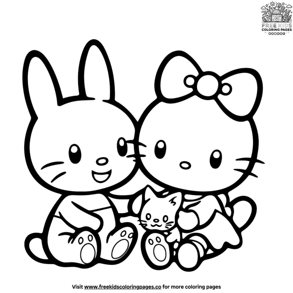 Adorable Hello Kitty And Kuromi Coloring Pages