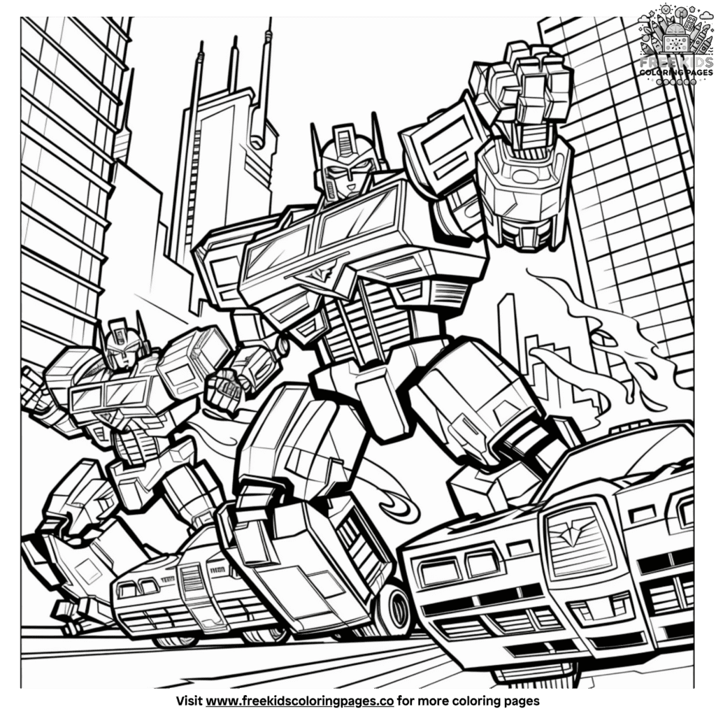 Cool Transformer Battle Scenes Coloring Pages
