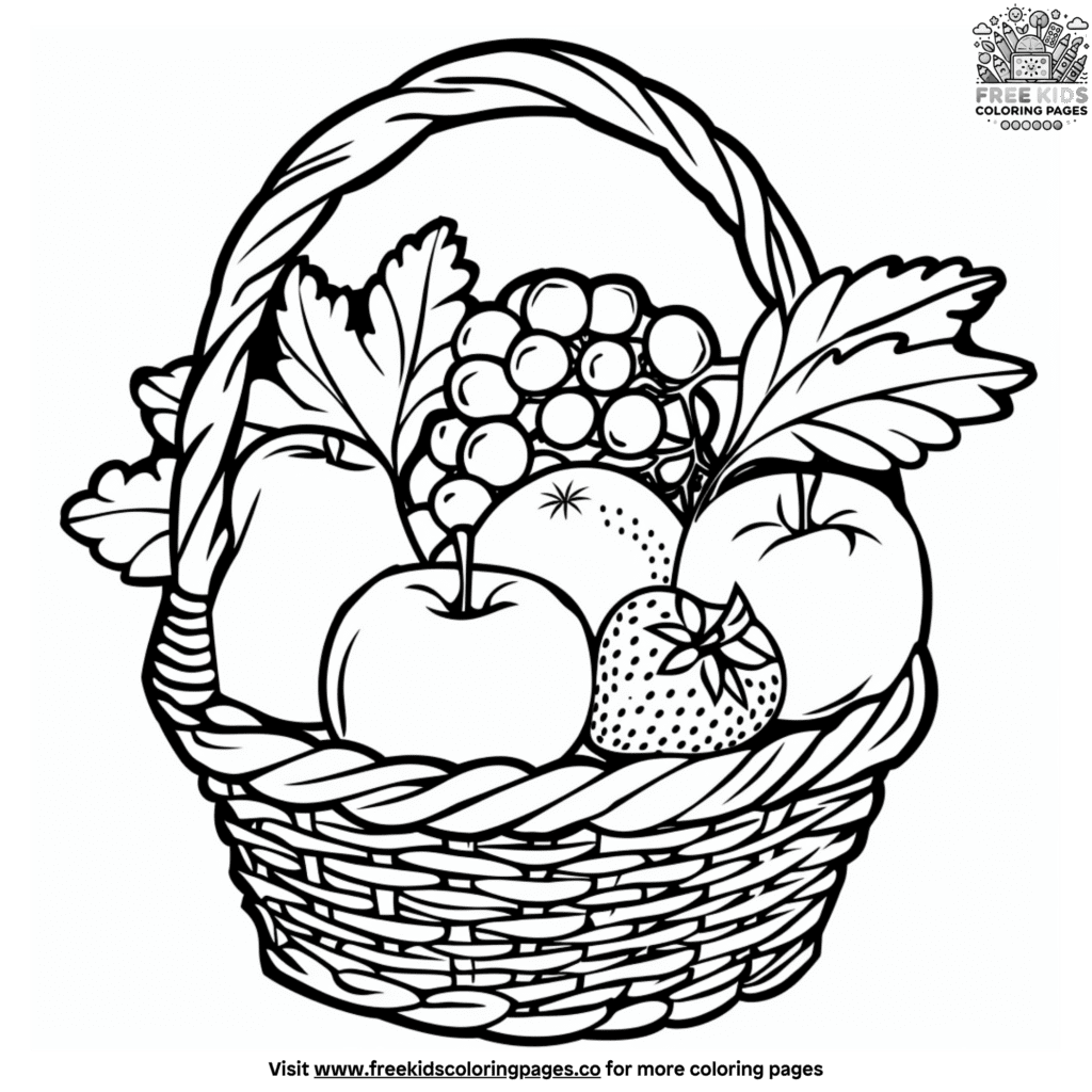 Rich Fruit Basket Coloring Pages