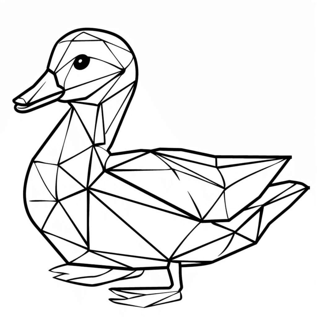 Fun Geometric Paper Duck Coloring Pages For Kids