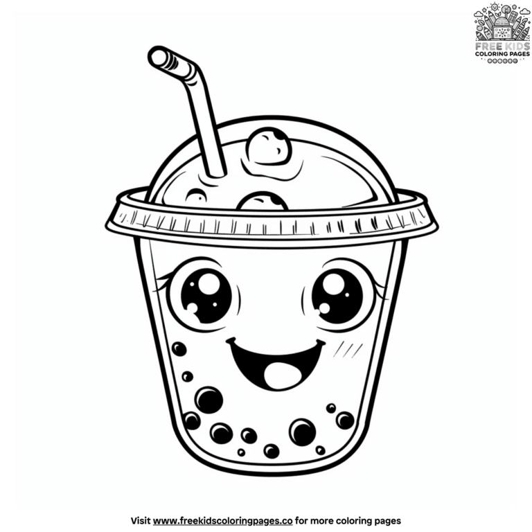 Delightful Stitch Boba Tea Coloring Pages