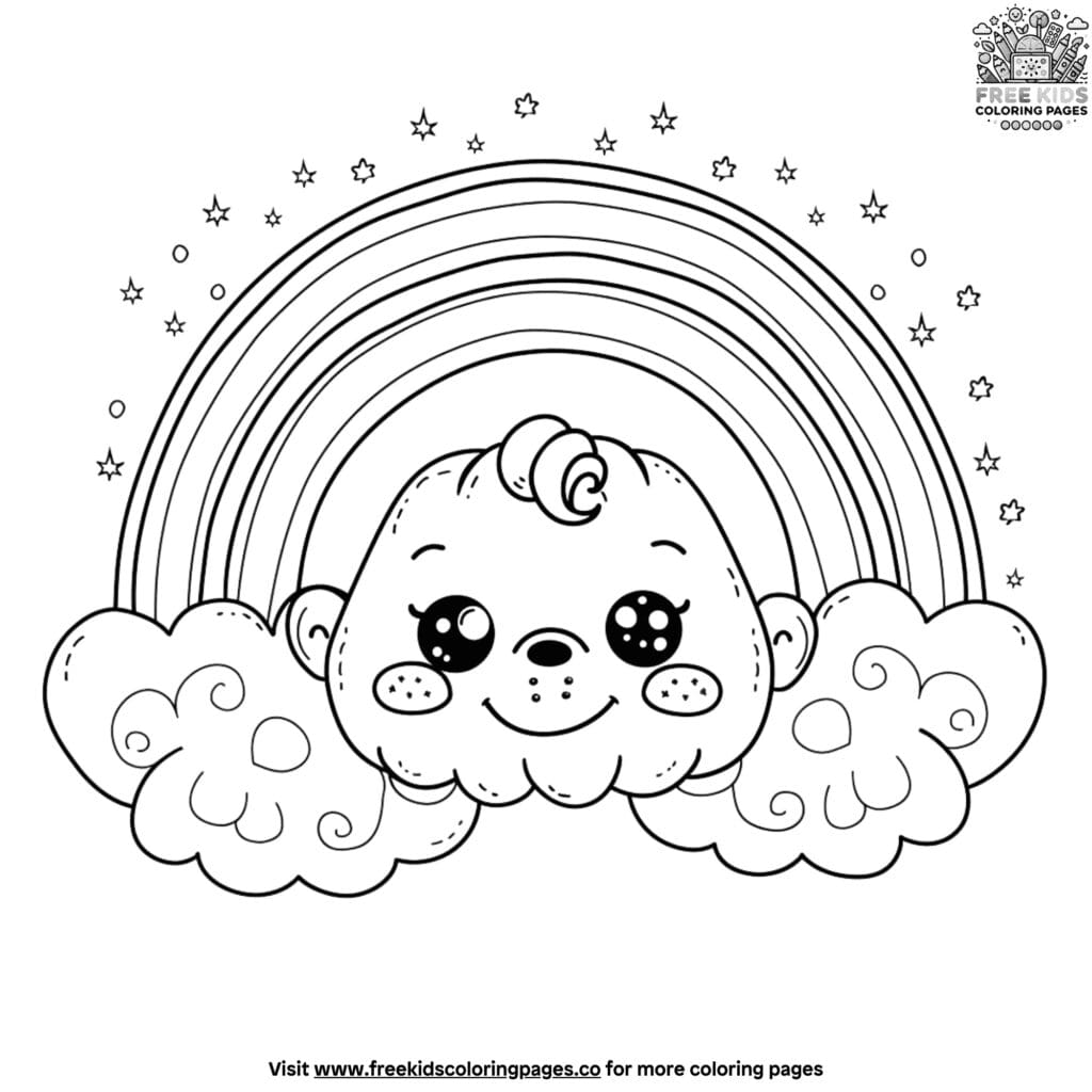 Rainbow And Clouds Coloring Pages For St. Patrick's Day