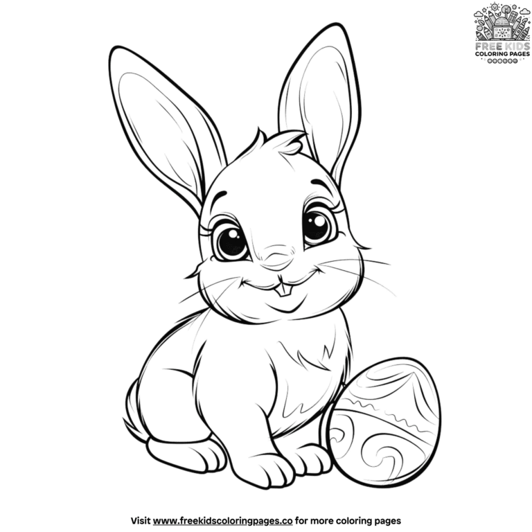 Delightful Easter Bunny And Egg Hunt Coloring Pages