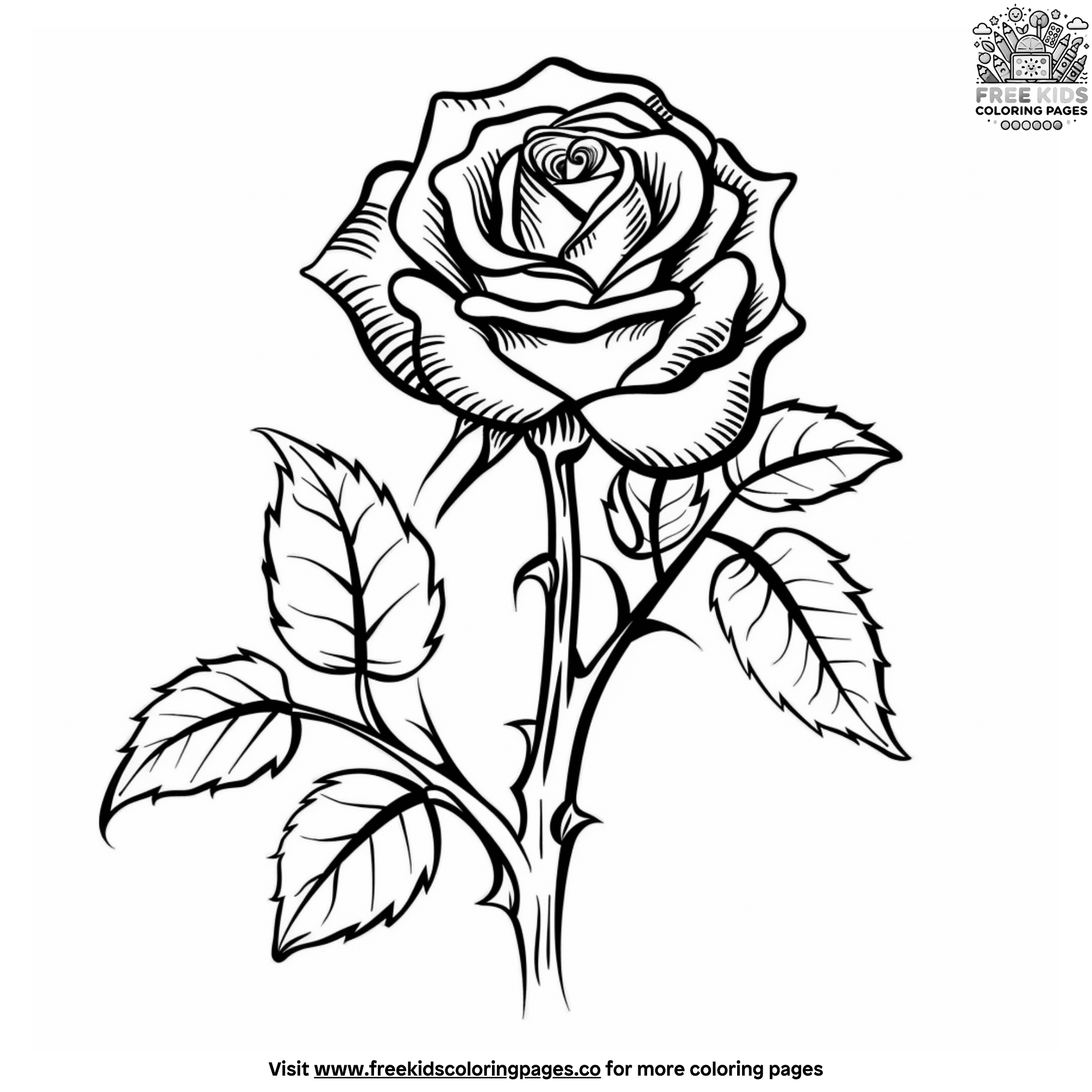 Lovely Rose Coloring Pages For Kids