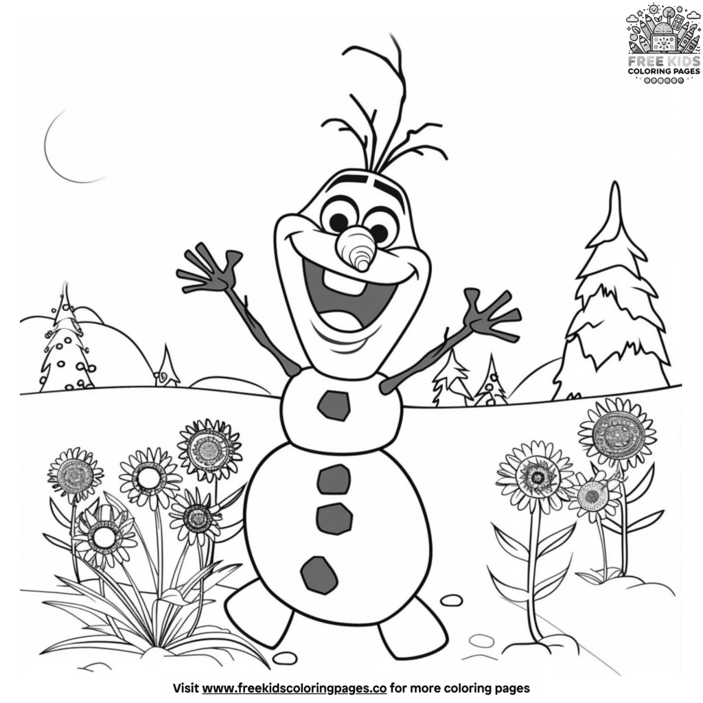 Delightful Olaf In Summer Coloring Page Set