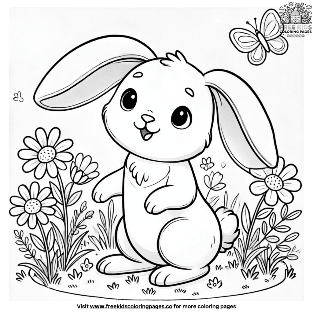 Lovely Spring Bunny Coloring Pages