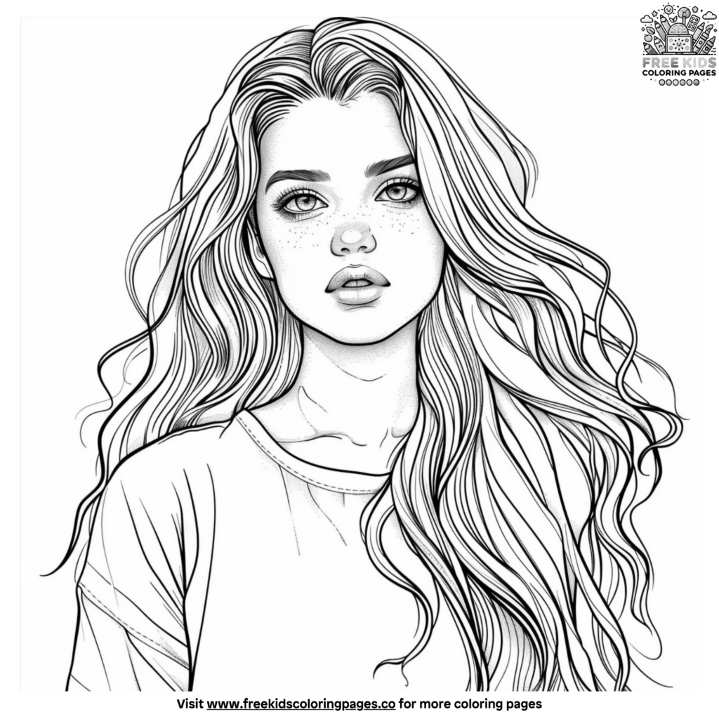 Beautiful Pigtail Braid Coloring Pages