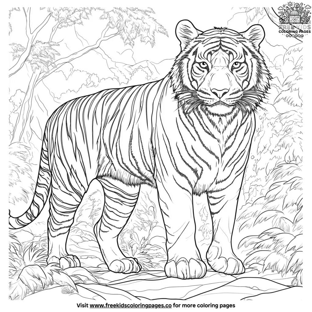 Hunting Tiger Coloring Pages