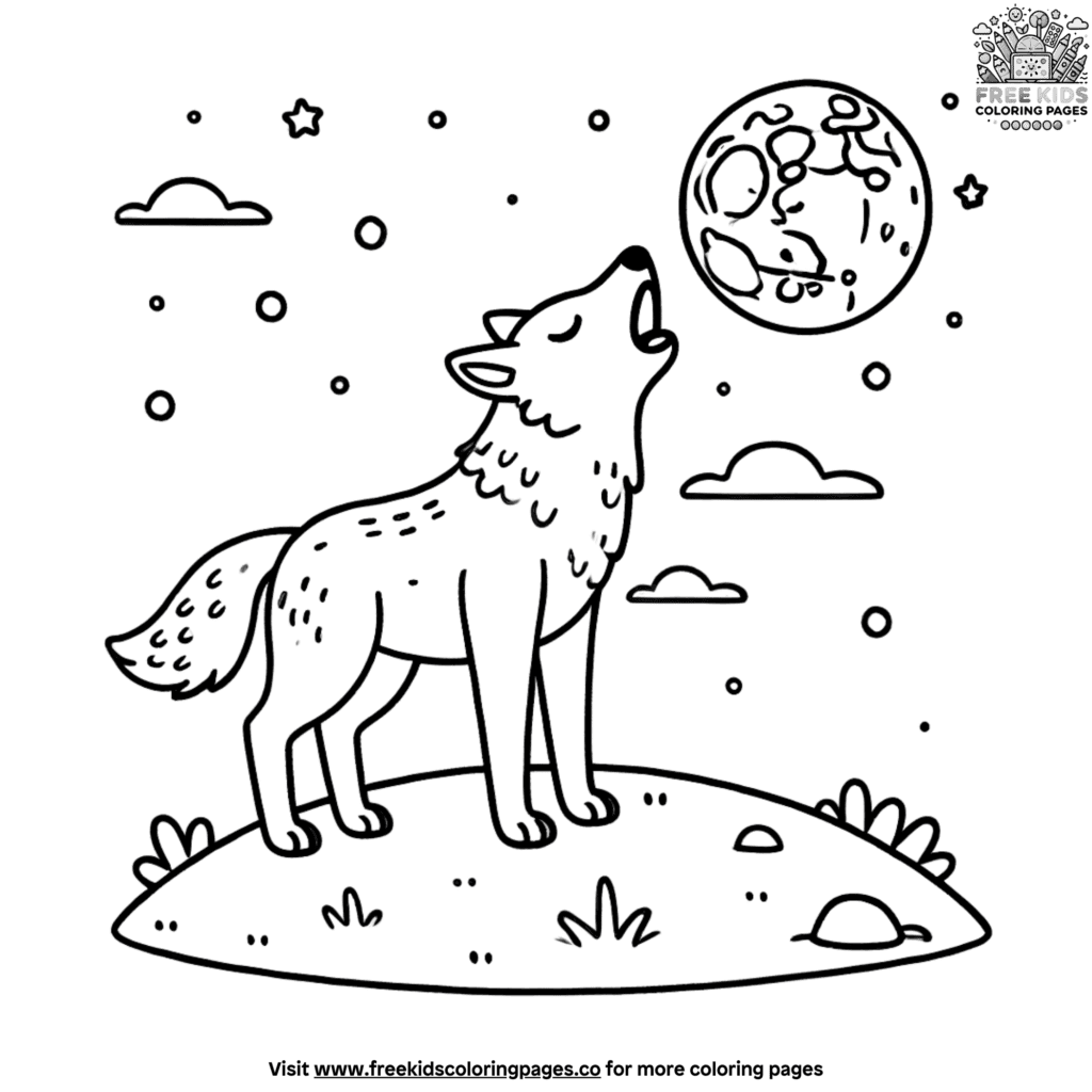 Bold Howling Wolf Coloring Pages For Young Artists