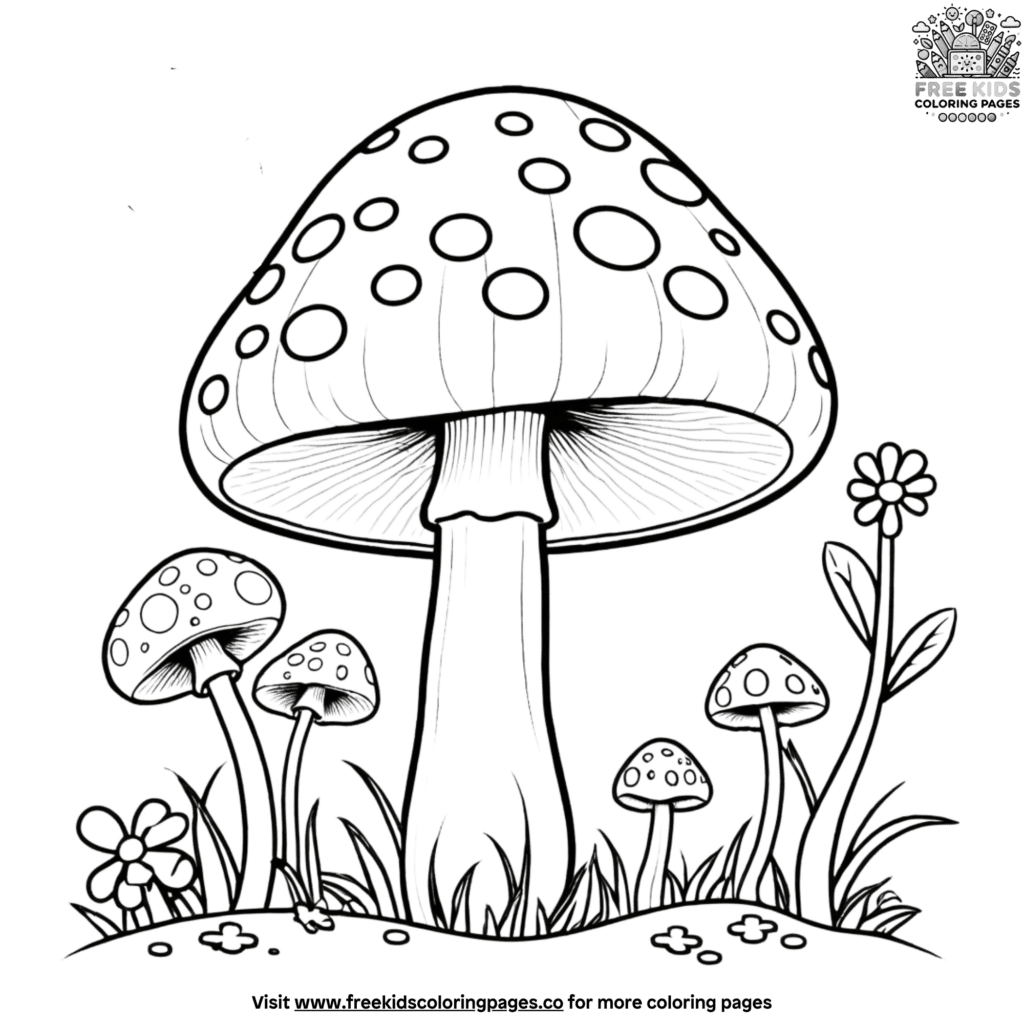Enjoyable Simple Mushroom Coloring Pages