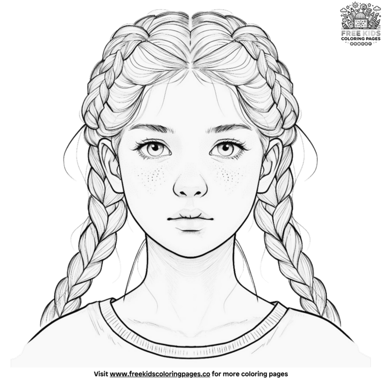 Adorable Braided Hair Coloring Pages