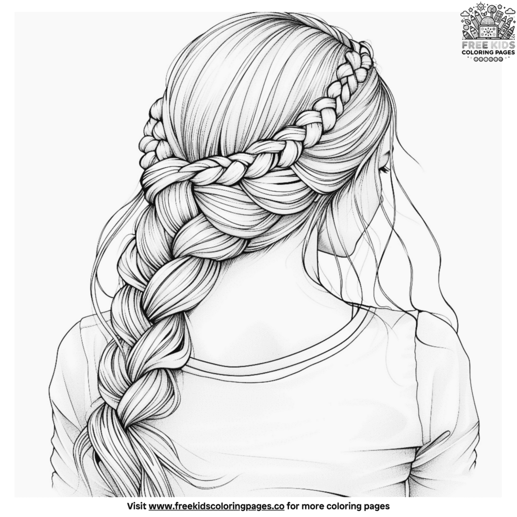 Low Messy Bun And Braid Hair Coloring Pages