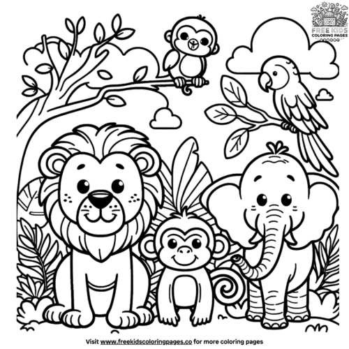 Exciting Jungle Animal Coloring Pages