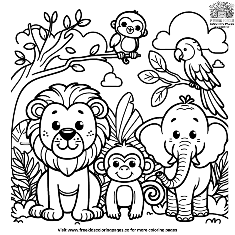 Exciting Jungle Animal Coloring Pages