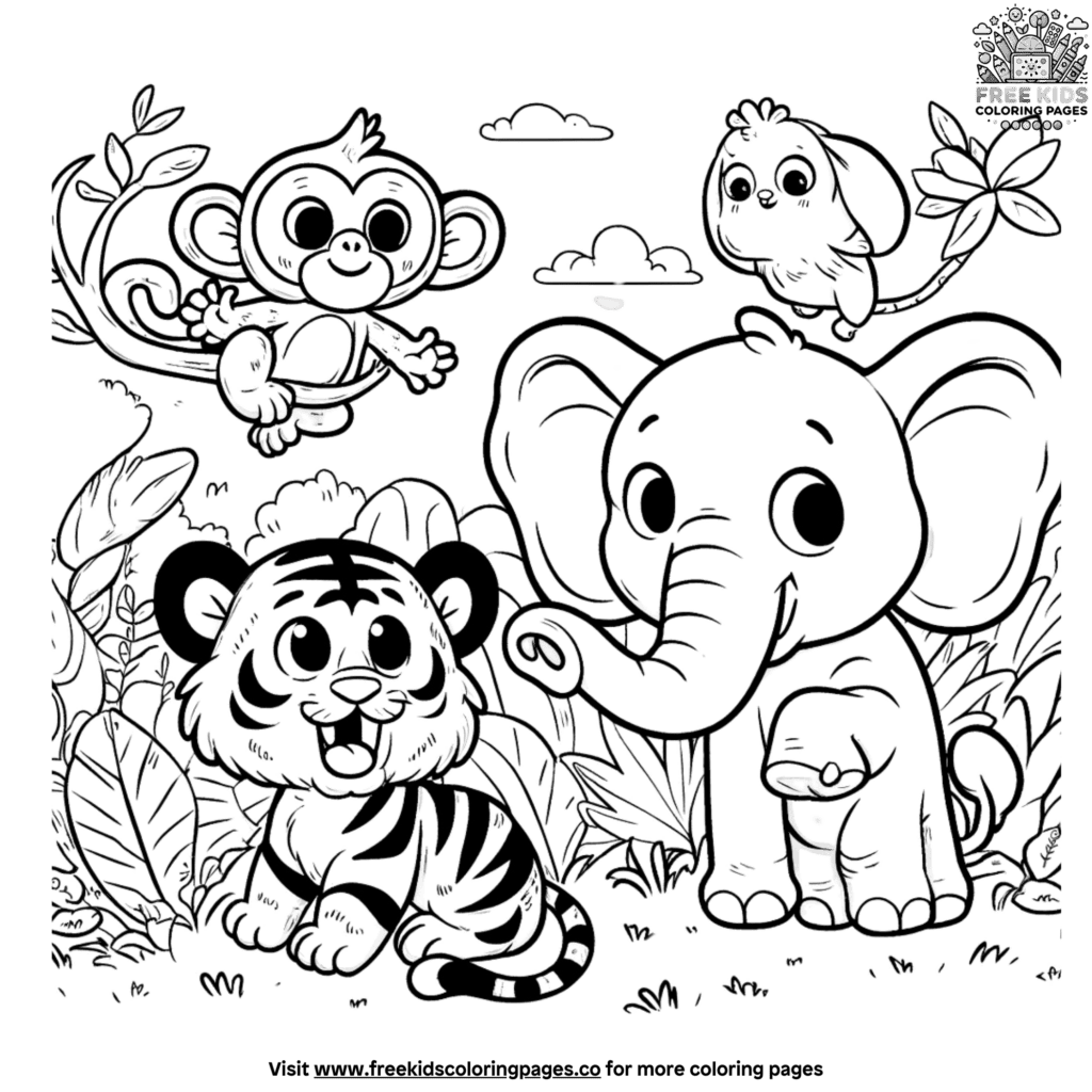 Exciting Jungle Animal Coloring Pages