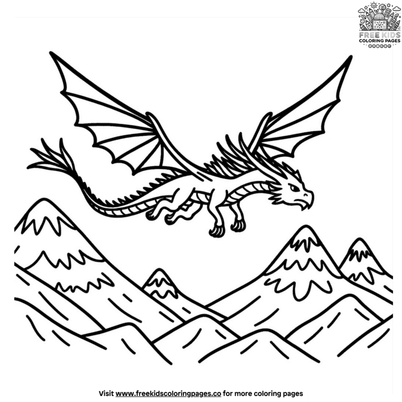 Exciting Flying Dragon Coloring Pages