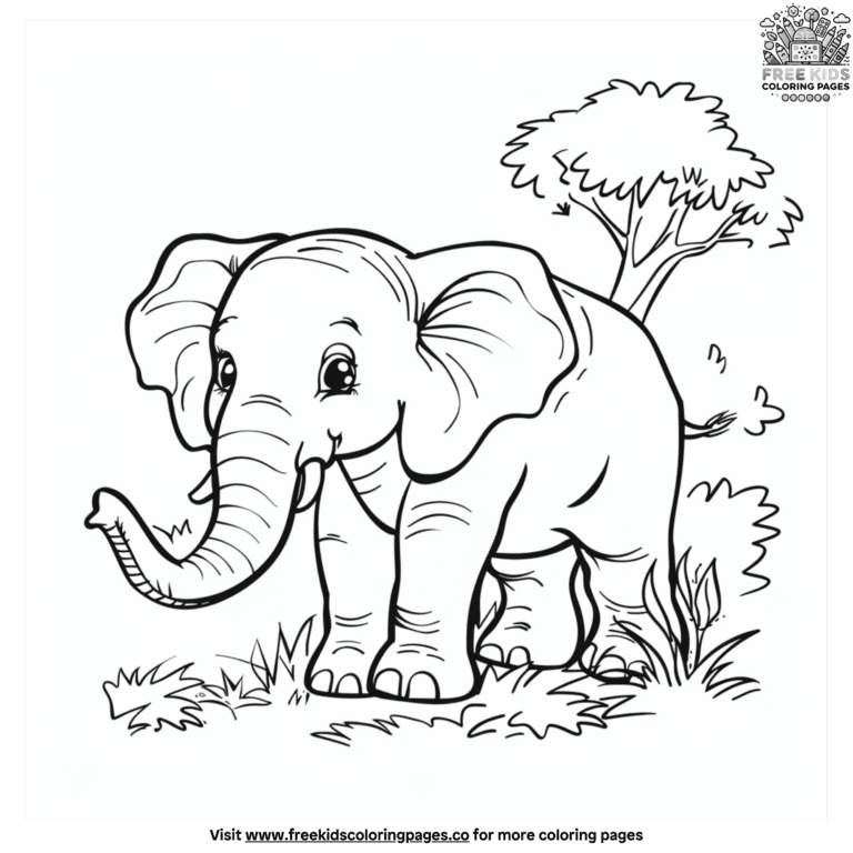 Exciting Jungle Elephant Coloring Pages