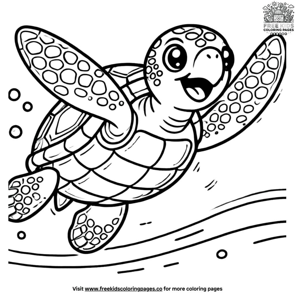 Happy Turtle Coloring Pages