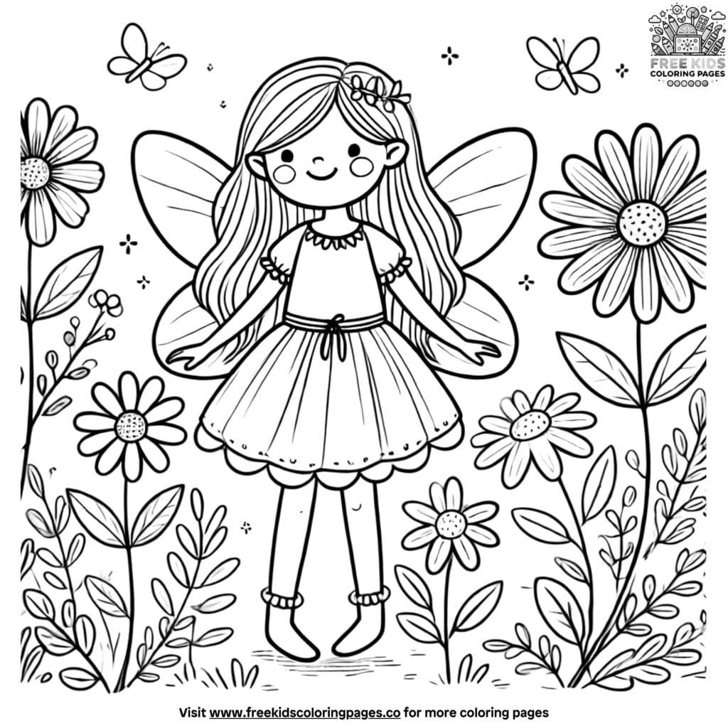 Magical Fairy Meadow Coloring Pages