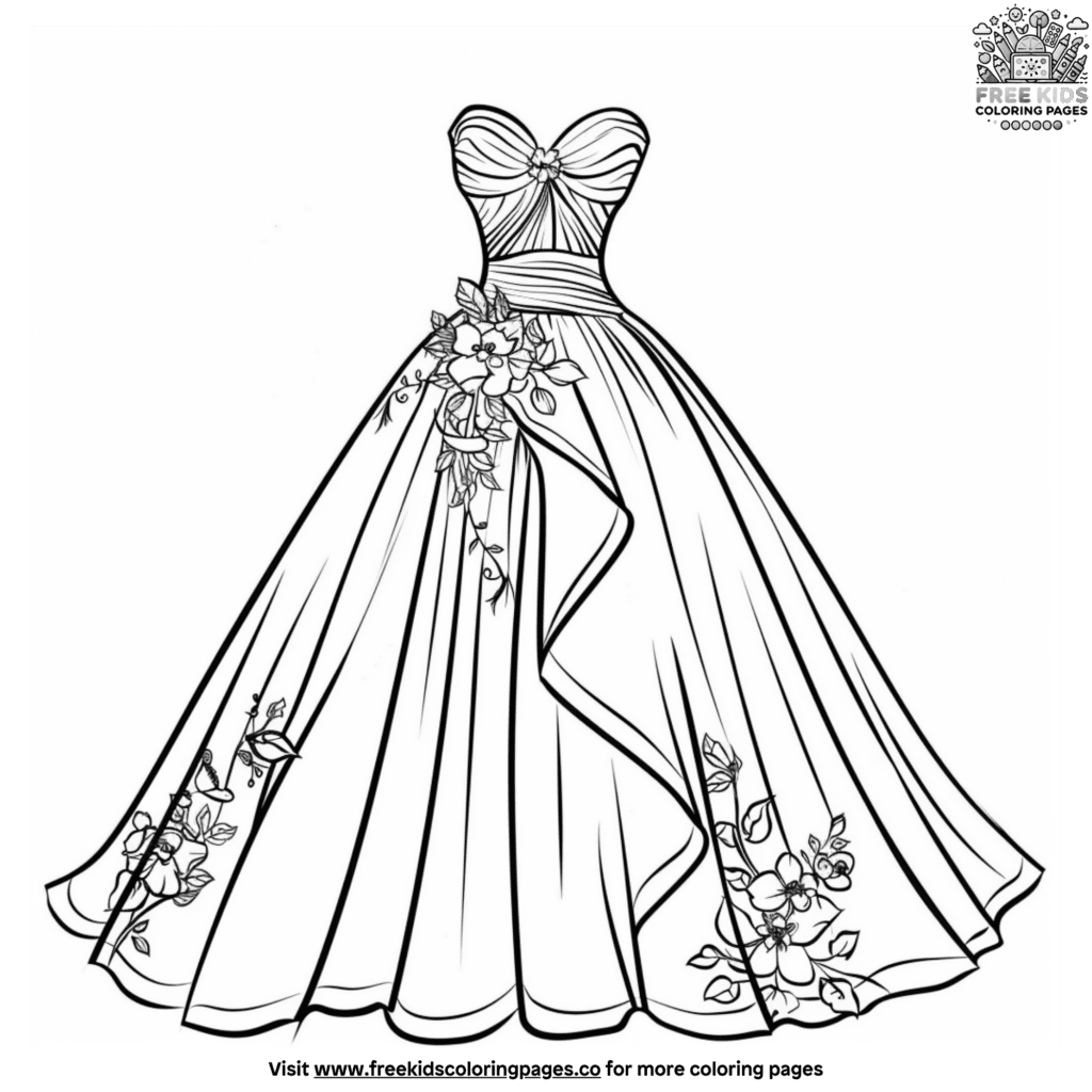 Long Sleeveless Dress Coloring Pages