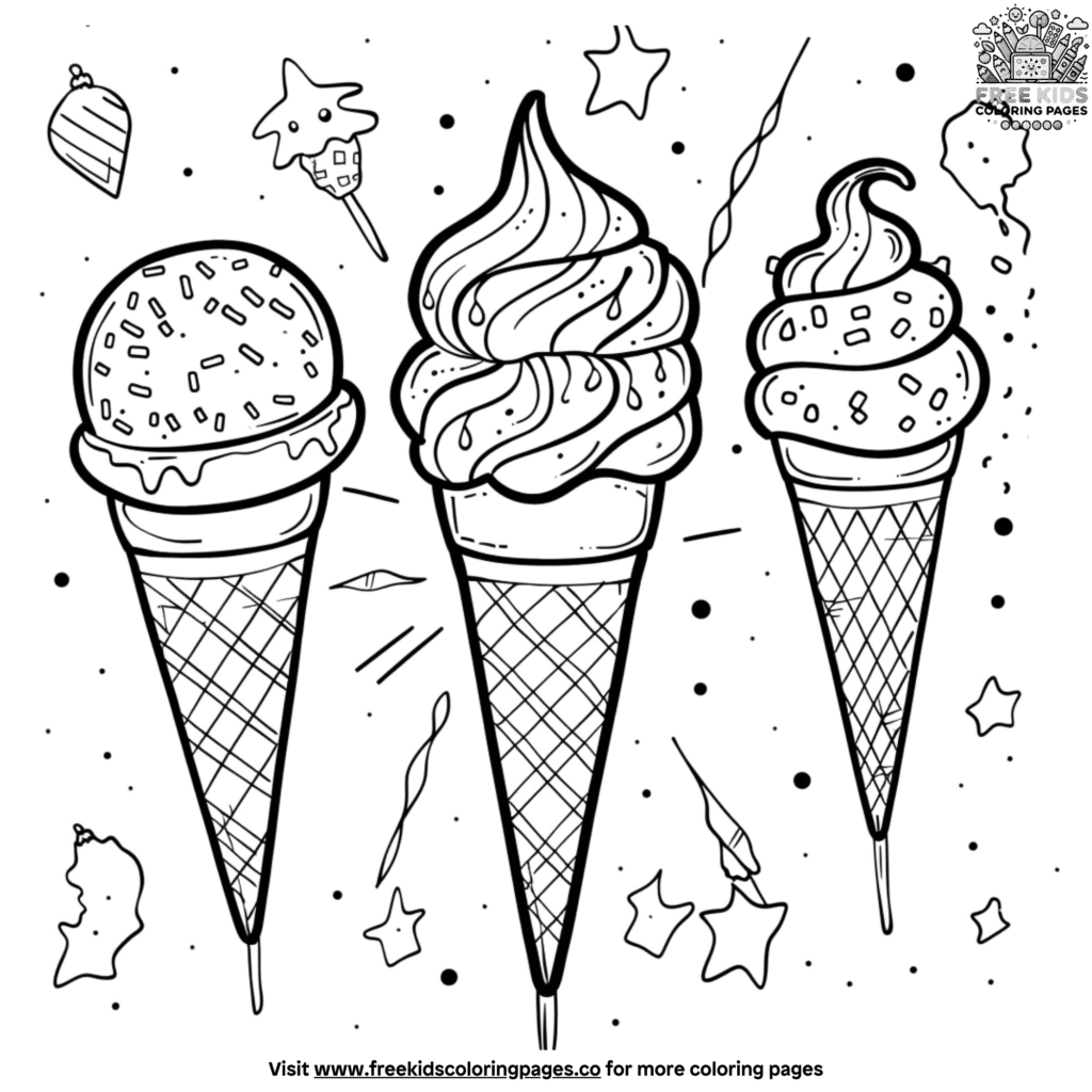 Joyful Holiday Ice Cream Coloring Pages