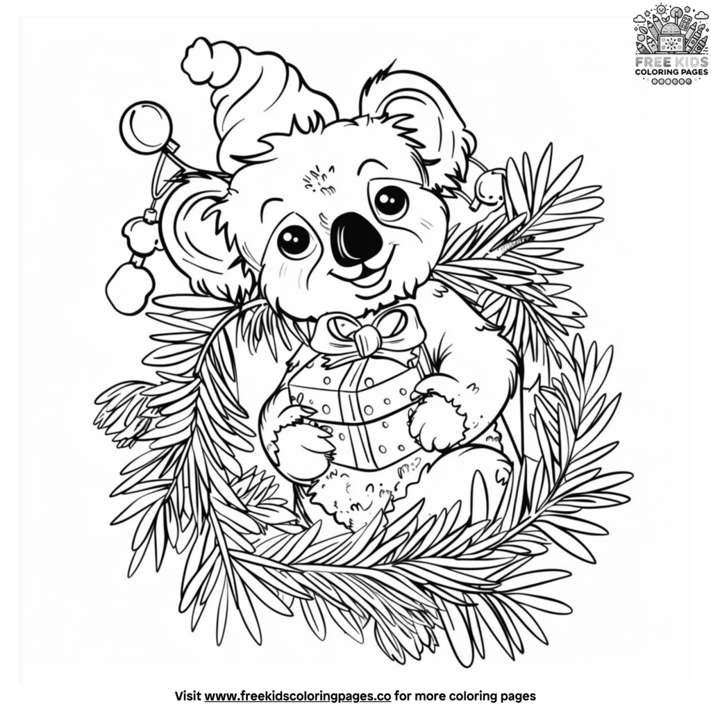 Festive Koala Coloring Pages For Holiday Fun