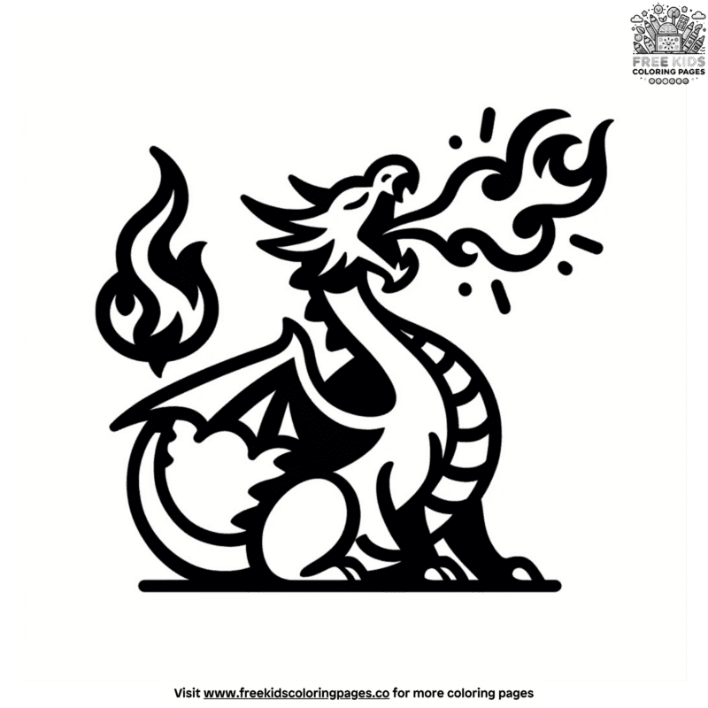 Powerful Fire Dragon Coloring Pages