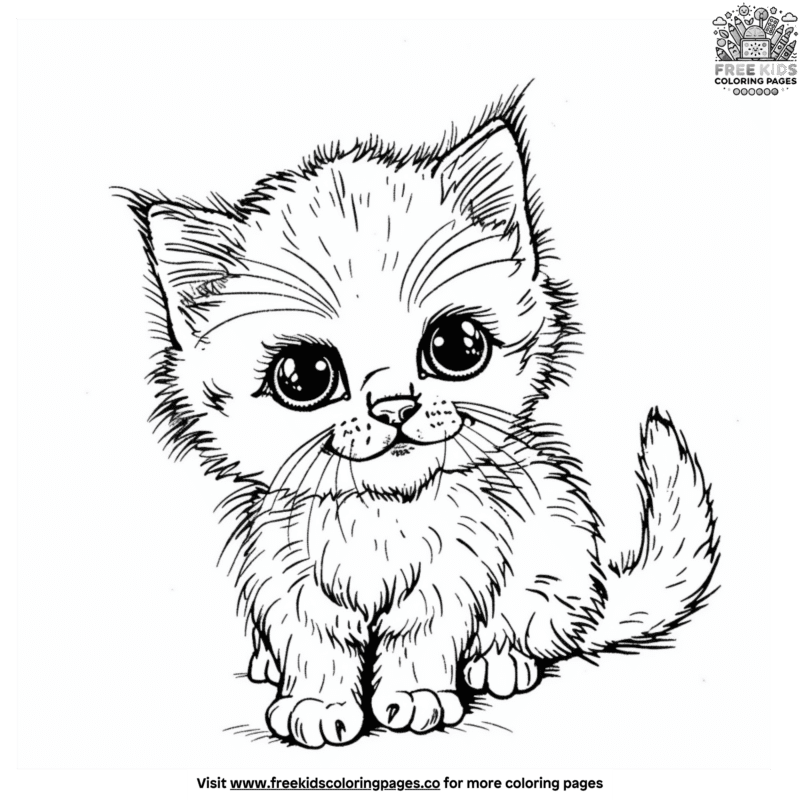 Fluffy Cat Coloring Pages