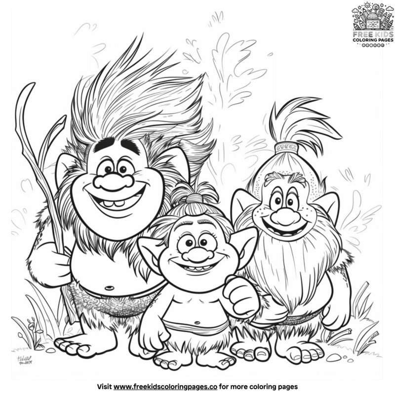 Magical Frozen Troll Family Coloring Pages