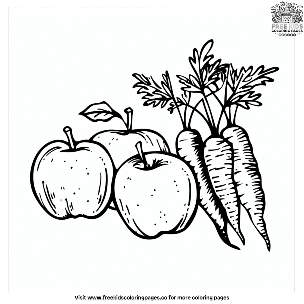 Easy Fruit And Vegetable Coloring Pages For Kids