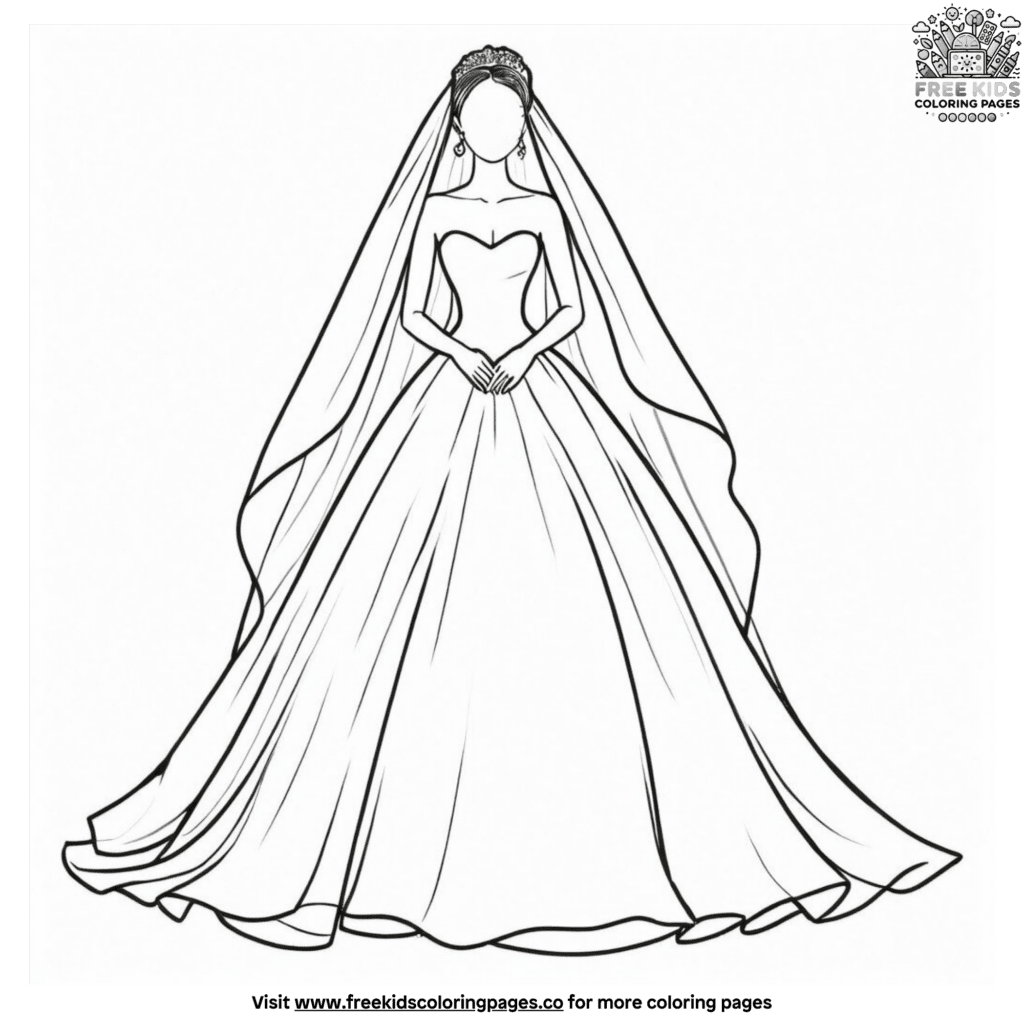 Gorgeous Wedding Dress Coloring Pages