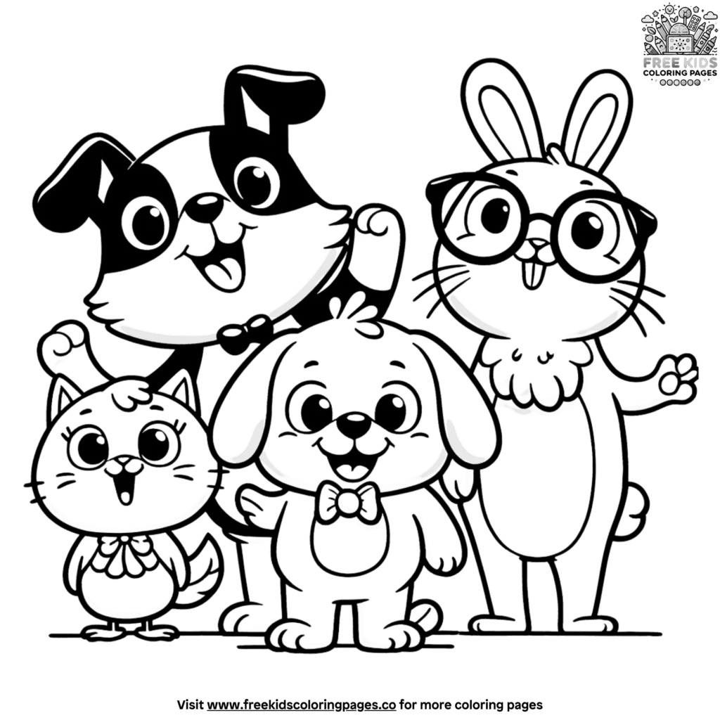 Funny Animal Friends Coloring Pages