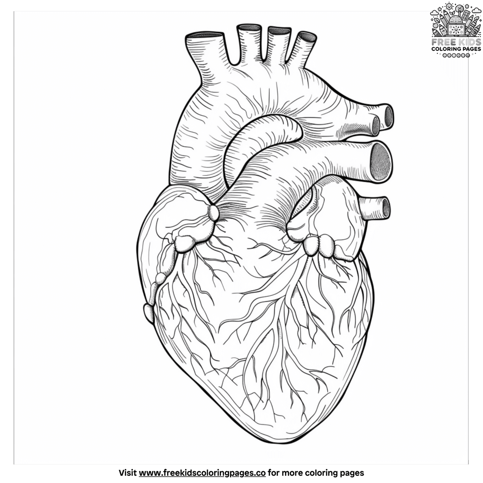 Anatomical Heart Coloring Pages For Kids - Free Printable Sheets
