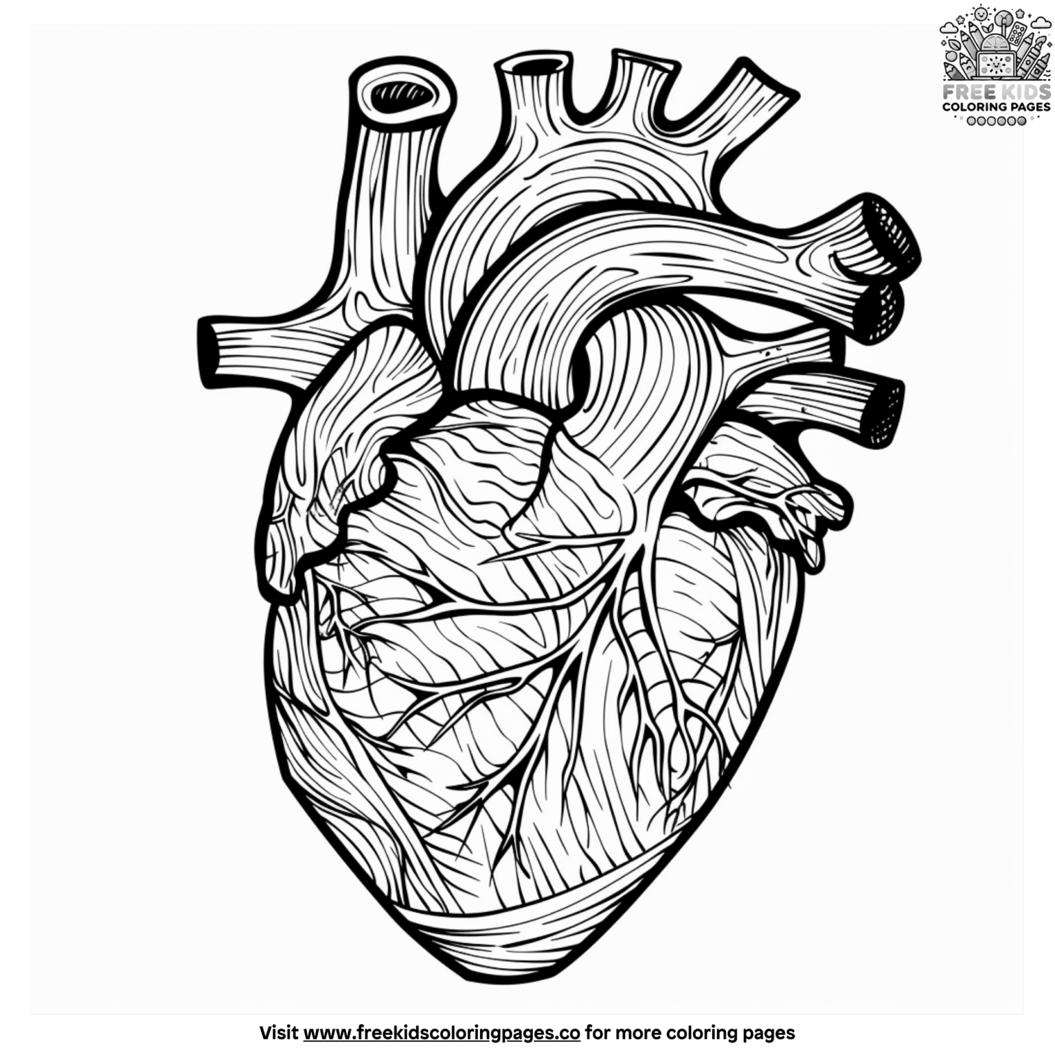 Anatomical Heart Coloring Pages For Kids - Free Printable Sheets
