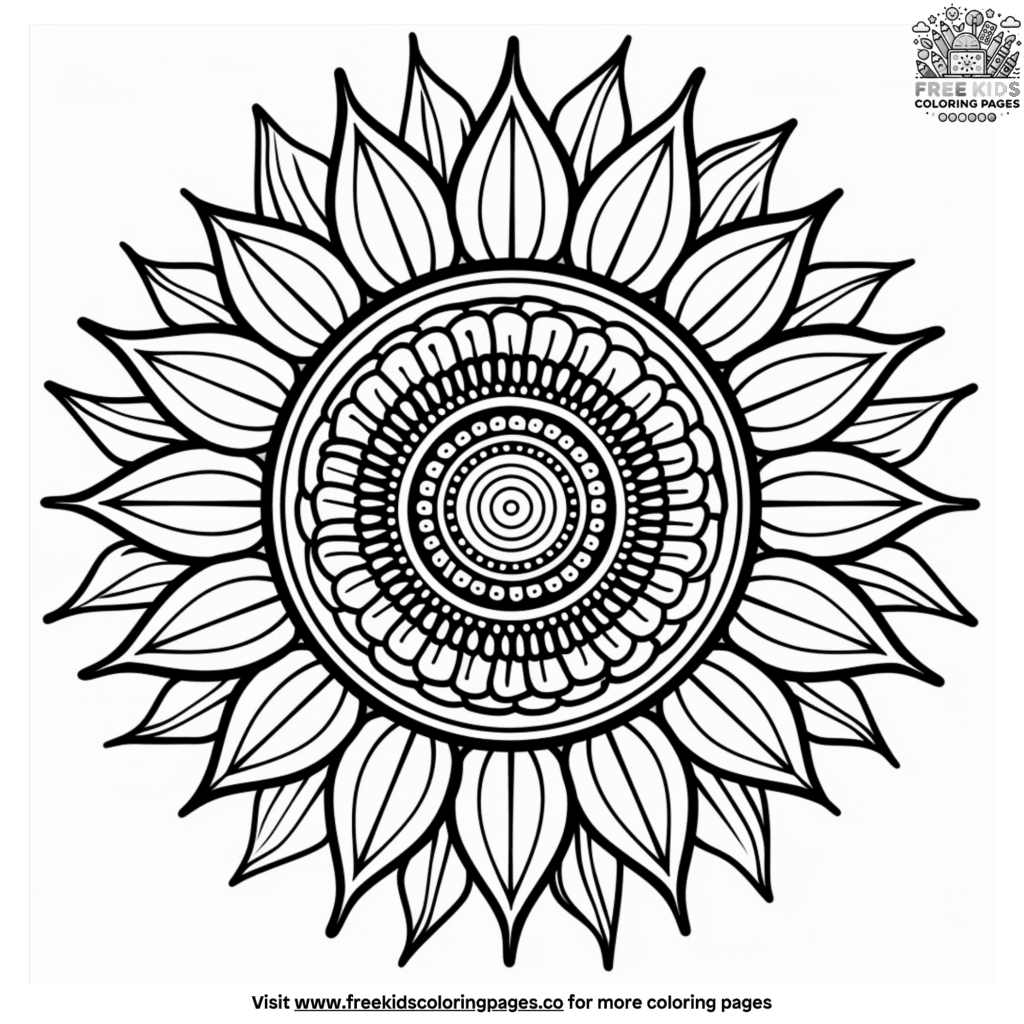 Intricate Sunflower Mandala Coloring Pages: Relaxing And Beautiful Designs