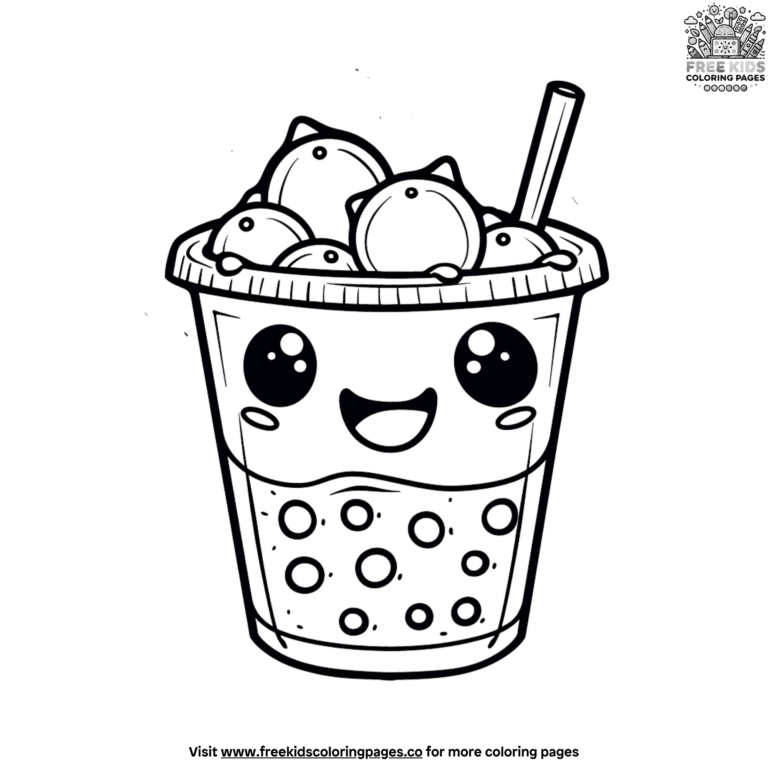 Cool Kawaii Boba Coloring Pages For Toddlers