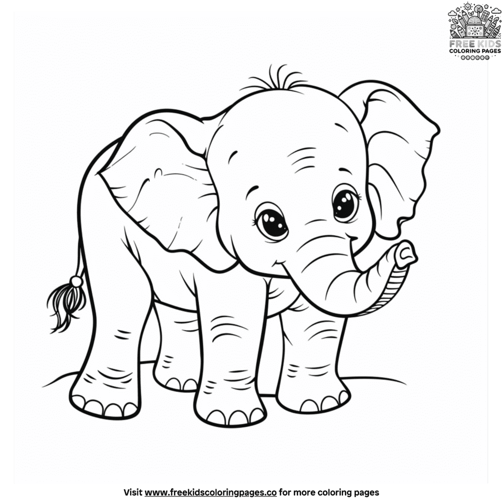 Relaxed And Cute Kawaii Elephant Coloring Pages