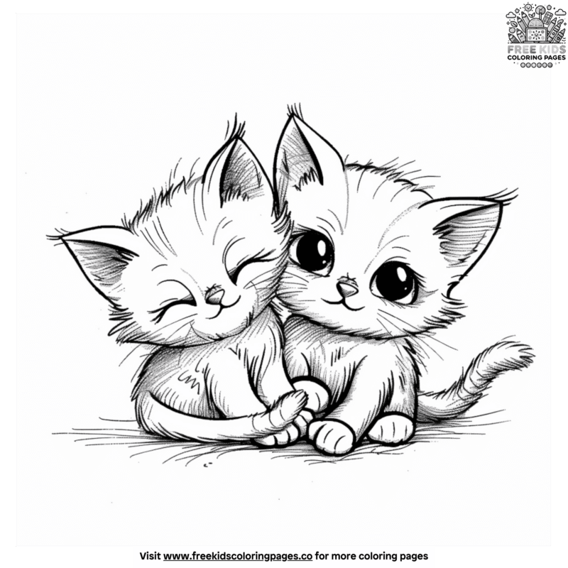 Kitties Coloring Pages: Playful And Sweet Kittens