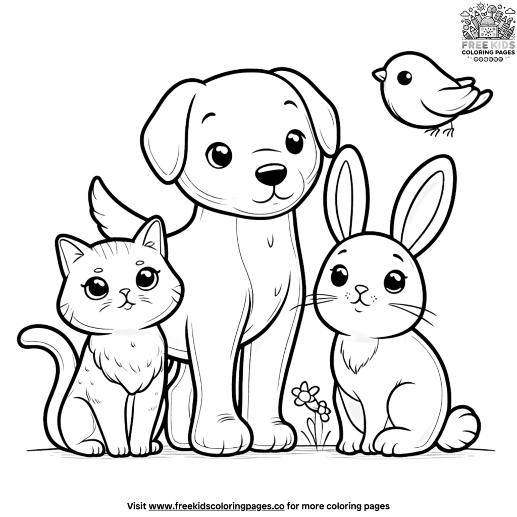 Realistic Lovely Animal Friends Coloring Pages