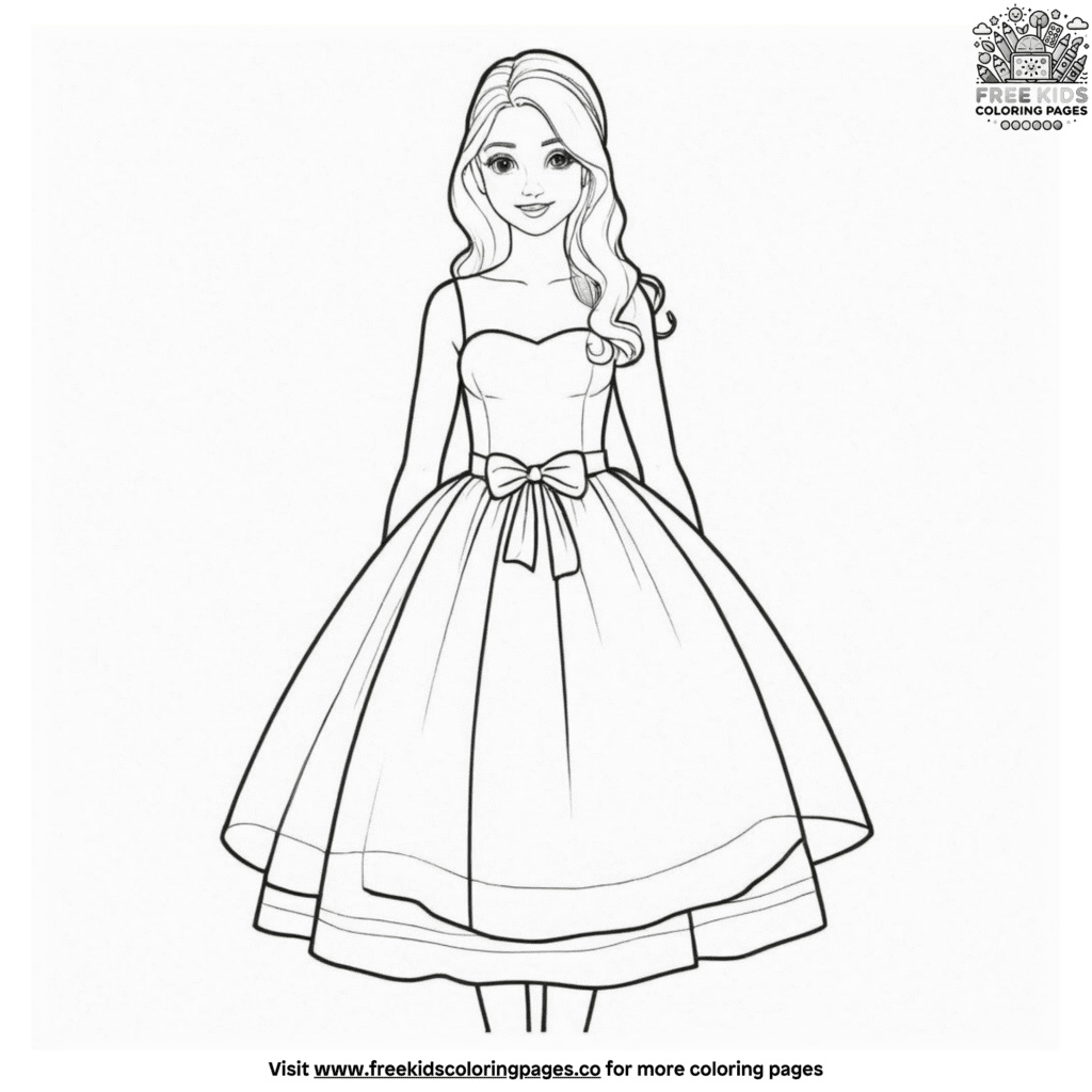 Young Woman In Dress Coloring Pages