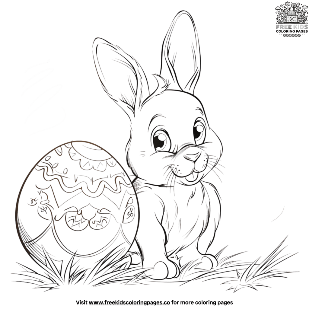 Fantastic Easter Bunny And Giant Egg Coloring Page Collection