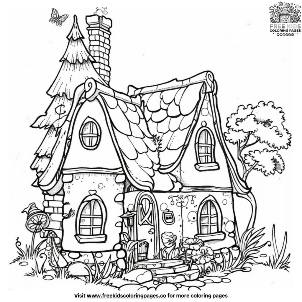 Amazing Fairy House Coloring Pages For Kids To Enjoy