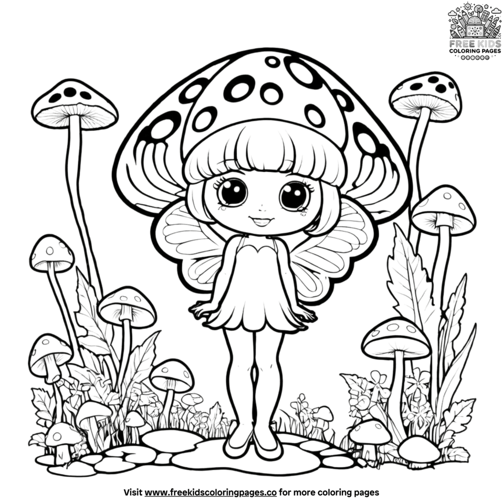 Whimsical Mushroom Fairy Coloring Pages